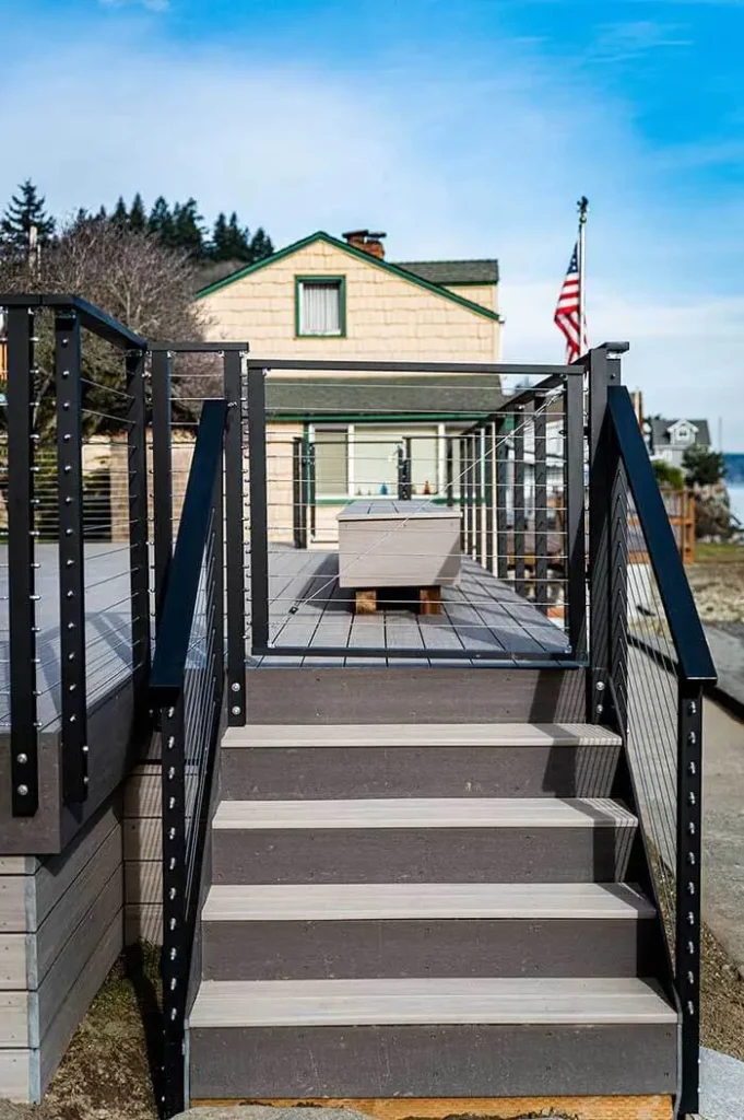 Gig Harbor new deck construction, railing installation, and stairs with ...