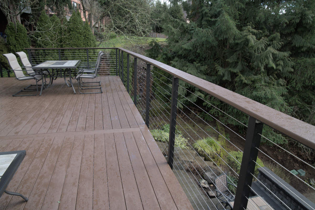 Covered under-deck grill and bar area, Trex composite decking, and ...